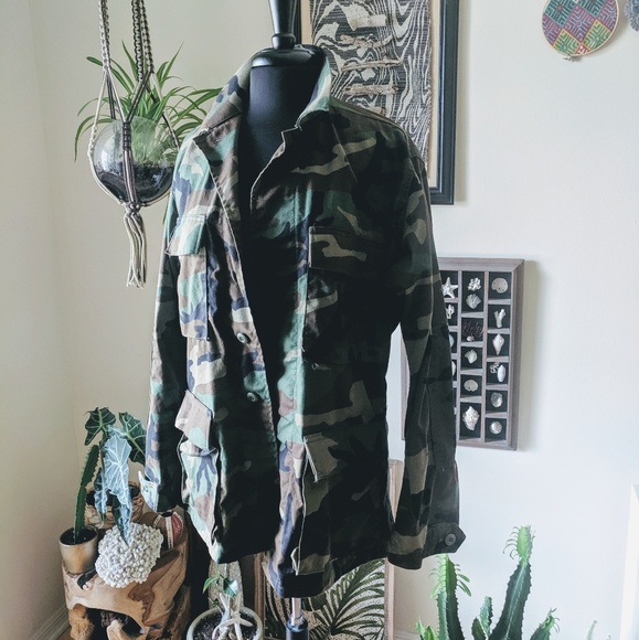 Vintage | Jackets & Coats | Camo Military Jacket Army Oversize Fall ...
